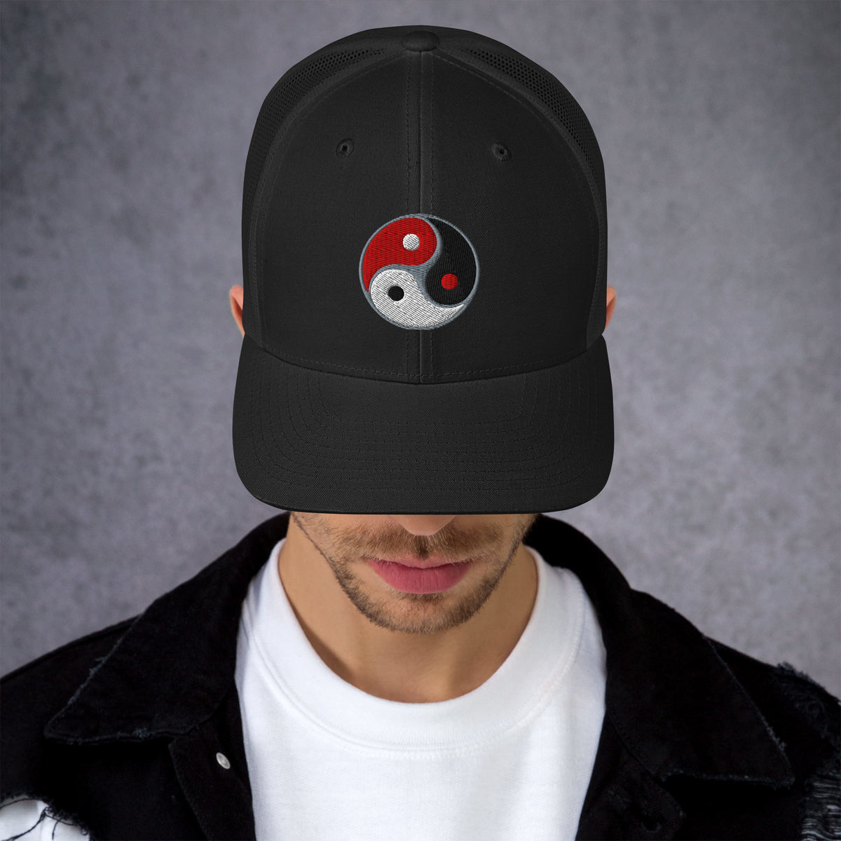 Triple Yin Yang Chinese Symbol Trucker Hat, Anime Snapback Mesh Cap, A ...