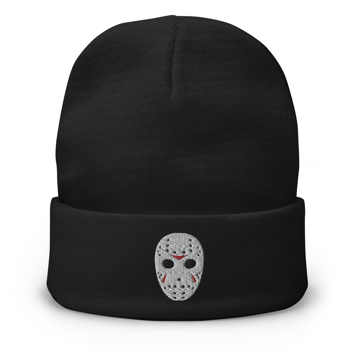 Horror Hockey Mask Jason Voorhees Embroidered Cuff Beanie Friday The 1 ...